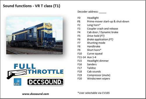VR T class - T1 (D/E) Full Throttle sound project | DCCSound
