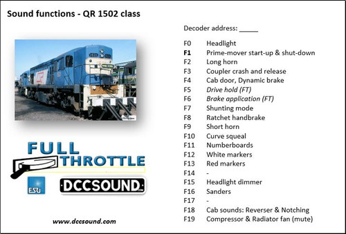 QR 1502 class (D/E) Full Throttle sound project | DCCSound