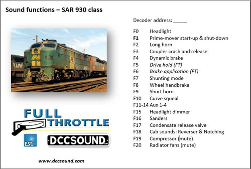 SAR 930 class (D/E) Full Throttle sound project | DCCSound