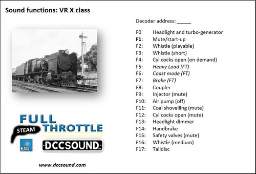 VR X class (steam) Full Throttle sound project | DCCSound