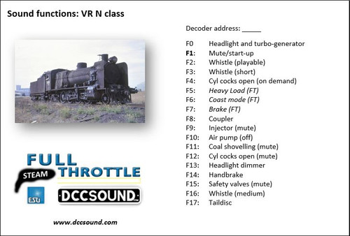 VR N class (steam) Full Throttle sound project | DCCSound