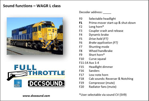 WAGR L class (D/E) Full Throttle sound project | DCCSound