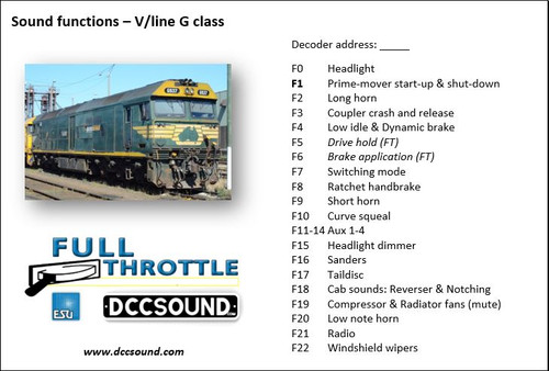 V/Line G class (D/E) Full Throttle sound project - Austrains | DCCSound
