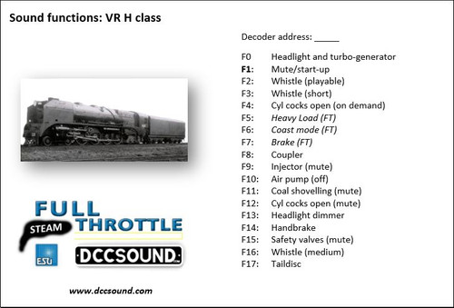 VR H class (steam) Full Throttle sound project | DCCSound