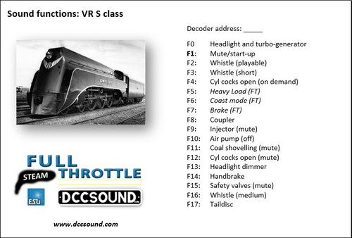 VR S class (steam) Full Throttle sound project | DCCSound