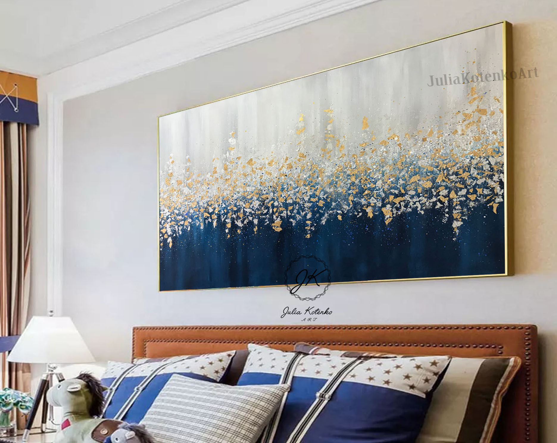 Art & Collectibles Gold Leaf Painting Silver Leaf Painting Large Wall ...