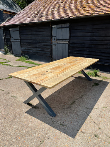 Off-The-Shelf Rustic Prosecco X Metal Patio Table | TheTableGuy