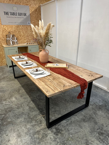 Rustic Scaffold Board Square-Leg Metal Dining Table (+ Bench Options ...