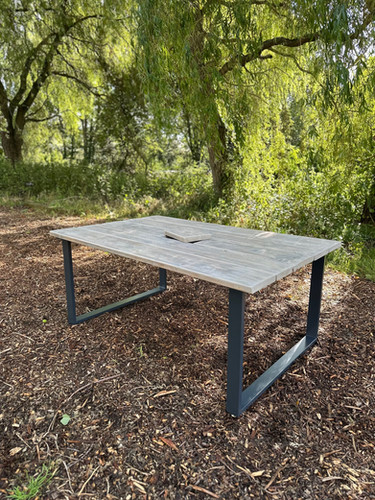 Off-The-Shelf Rustic Prosecco Metal Dining/Patio Table | TheTableGuy