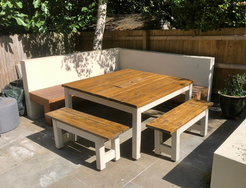 1.4m Square Prosecco Patio Table (+ Bench Options) | TheTableGuy