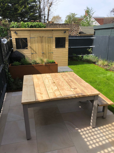 1.4m Square Rustic Patio Table (+ Bench Options) | TheTableGuy