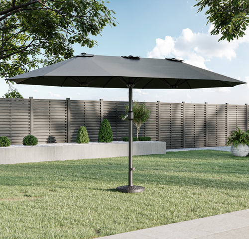 Large Dark Grey Parasol with Base | TheTableGuy