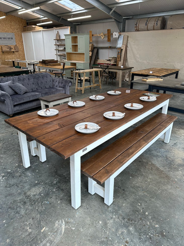 PRE-MADE Rustic Dining Table & 2 Benches | TheTableGuy