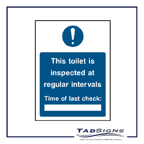 Toilet inspection schedule sign | TADSIGNS