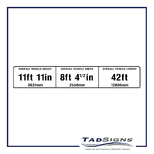 2x Overall dimensions cab marker | TADSIGNS