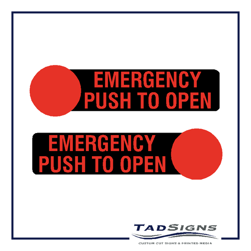 Emergency push to open door stickers (5x pairs) | Tadsigns