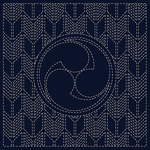 HF1115-22F mitsu-domoe (triple comma) designer hanafukin sashiko ...