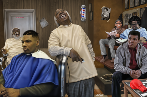Barbershop Talk Canvas | ArtGod