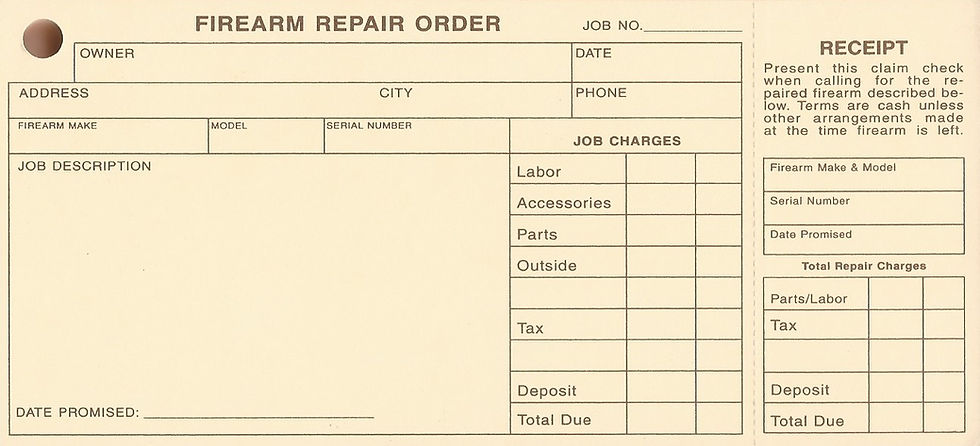Firearm Repair Order Tags | pfrb