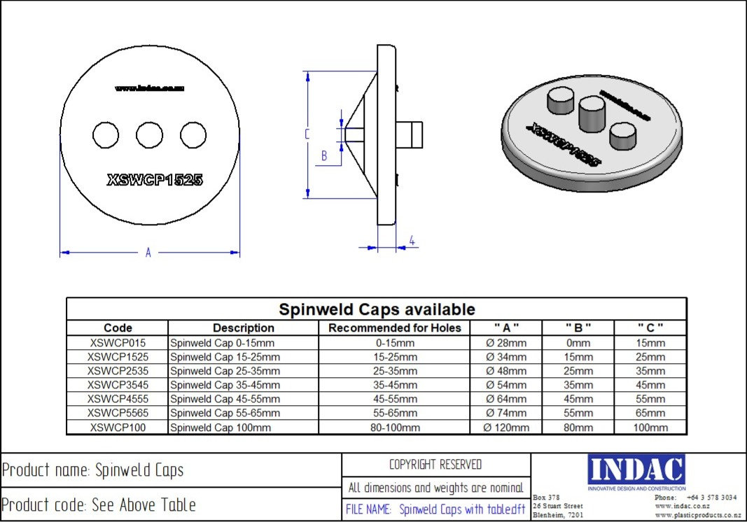 Spinweld Cap | Indac