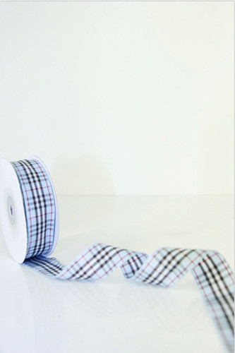 Tartan Ribbon Pattern Light Blue | Offshore Florist Supplies
