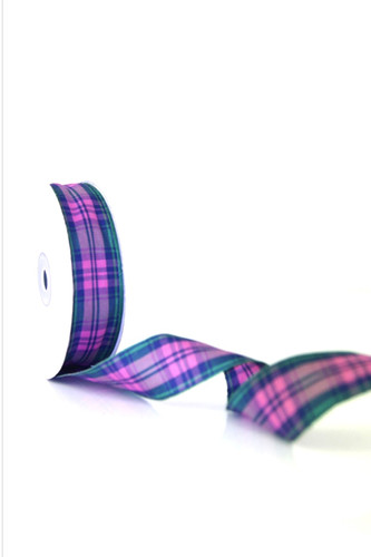 Tartan Ribbon Pattern Purple | Offshore Florist Supplies