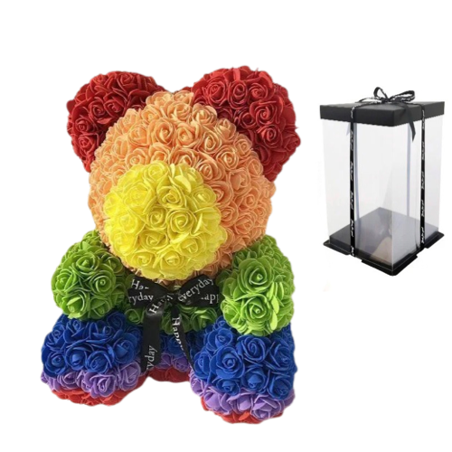 Rose Bear 40cm Rainbow | Offshore Florist Supplies