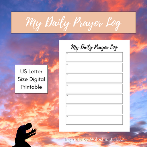 My Daily Prayer Log Template Printable US Letter | Imprints By MSJ