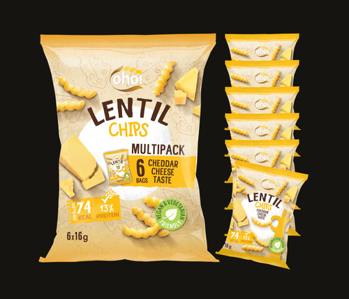 Oho Lentil Chips Cheddar Cheese Multipack | GBB