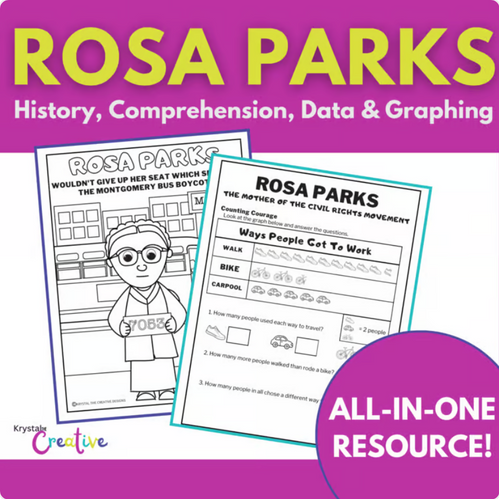 Rosa Parks- Data/Graphing, History, & Comprehension | Krystal the Creative