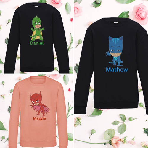 PJ Masks Personalised Sweatshirt - Cat Boy, Gekko & Owlette ...