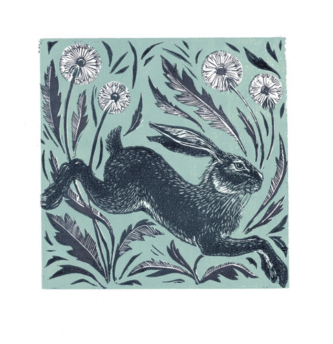 Leaping hare lino print | Sophie Sharp Prints