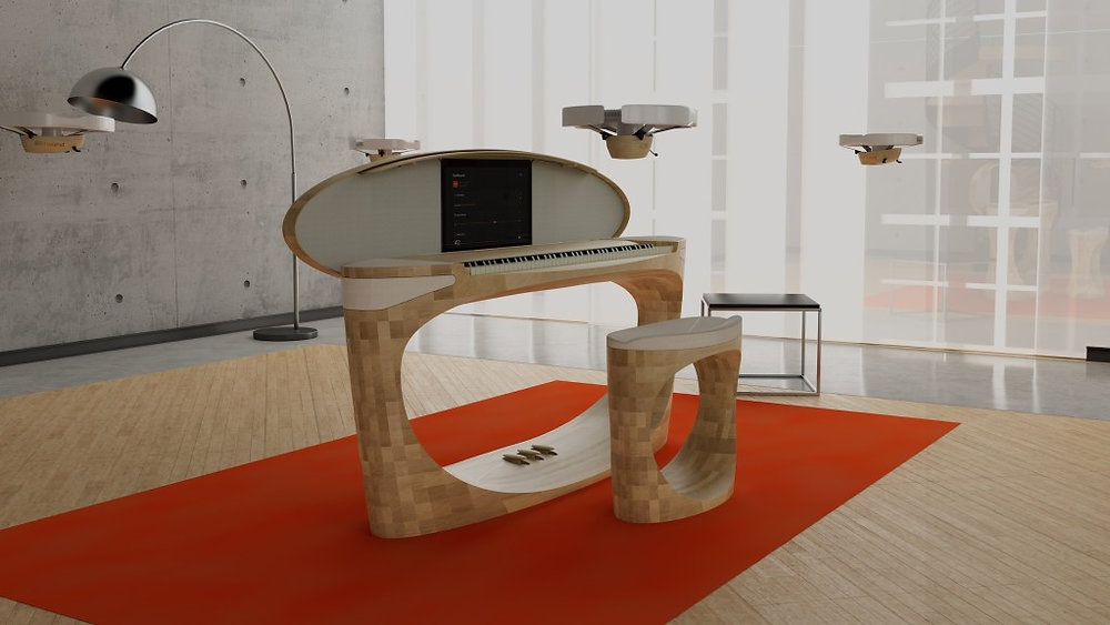 Roland made a piano with flying drone speakers