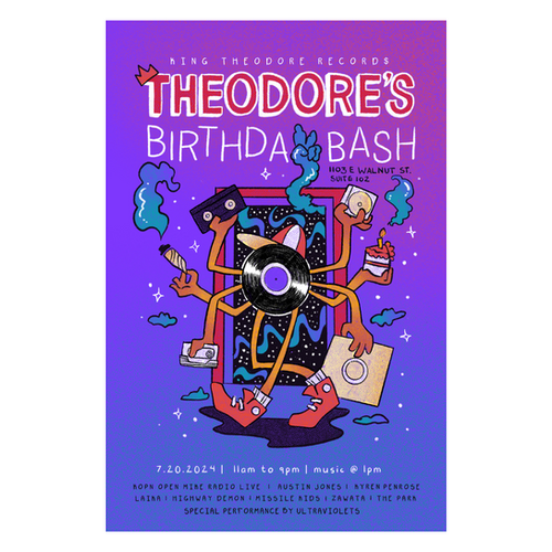 Theodore's Birthday Bash Poster | Art Chica Marcum