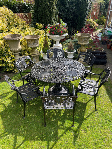 Heavy Cast Iron Patio Set Garden Furniture featuring Dolphins and ...