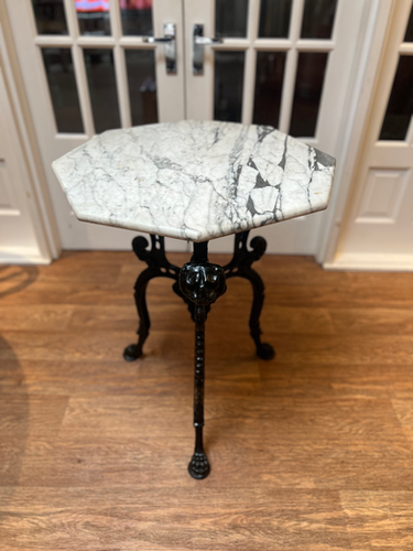 Cast Iron Three Lions Table and Marble Top | Three Lions Benches