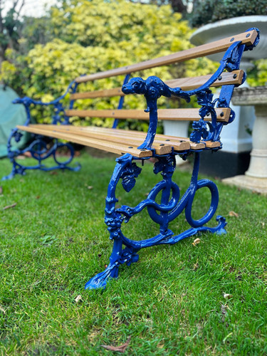 Serpent and Grape Cast Iron and Oak Garden Bench | Three Lions Benches