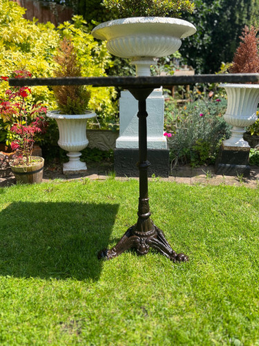 Granite and Cast Iron Pedestal Side Patio Table | Three Lions Benches