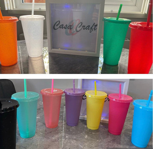 24oz/710ml glitter cold cup with lid/straw. 14 colour options. | Casa Craft