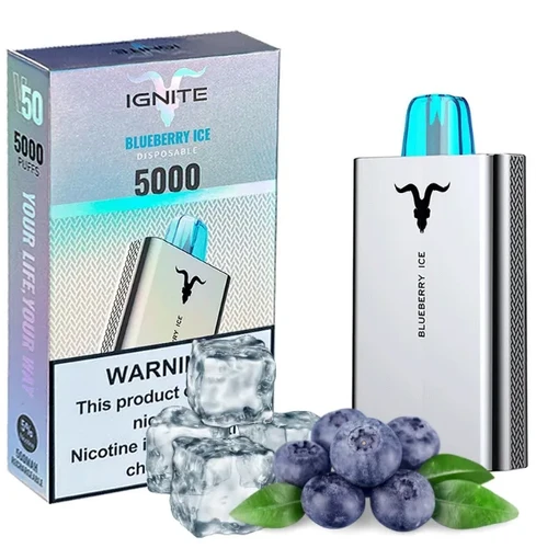 IGNITE V50 BLUEBERRY ICE VAPE PEN 5000 PUFFS RECARGABLE USB-C | bairesvapor