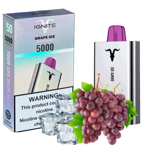 IGNITE V50 GRAPE ICE VAPE PEN 5000 PUFFS RECARGABLE USB-C | bairesvapor