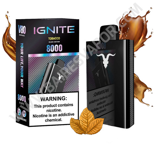 IGNITE V80 TOBACCO 8000 PUFFS 5% POD RECARGABLE USB-C | bairesvapor