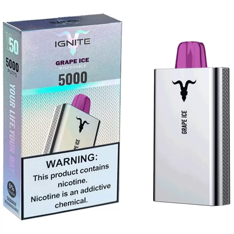 IGNITE V50 GRAPE ICE VAPE PEN 5000 PUFFS RECARGABLE USB-C | bairesvapor