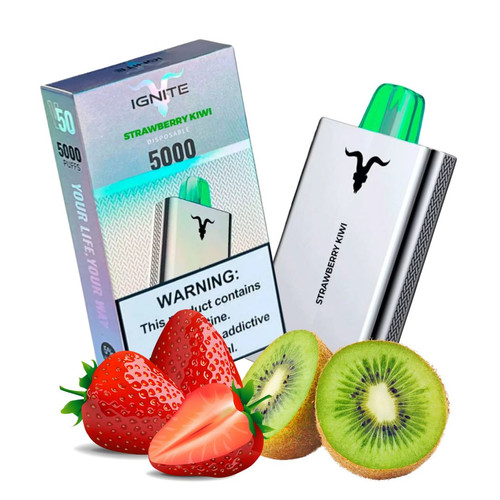 IGNITE V50 STRAWBERRY KIWI VAPE PEN 5000 PUFFS RECARGABLE USB-C ...