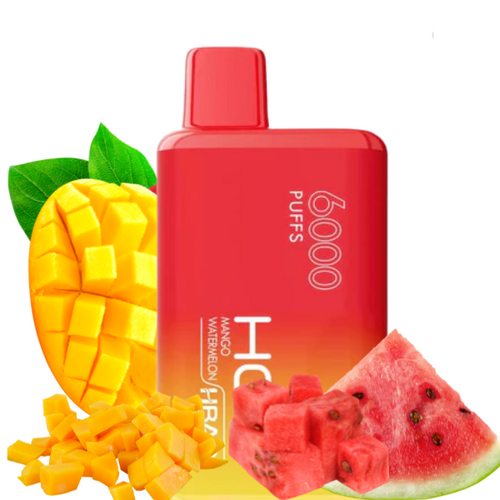 HQD HBAR 6000 PUFFS MANGO WATERMELON POD DESCARTABLE RECARGABLE USB-C ...