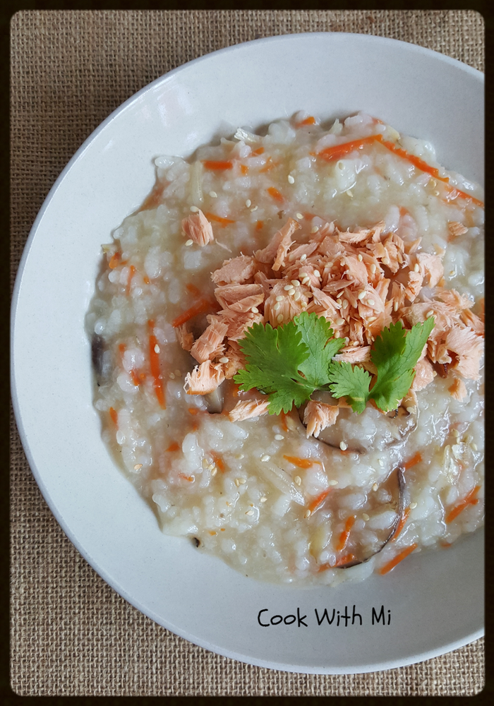 Salmon Rice Congee with Anchovies