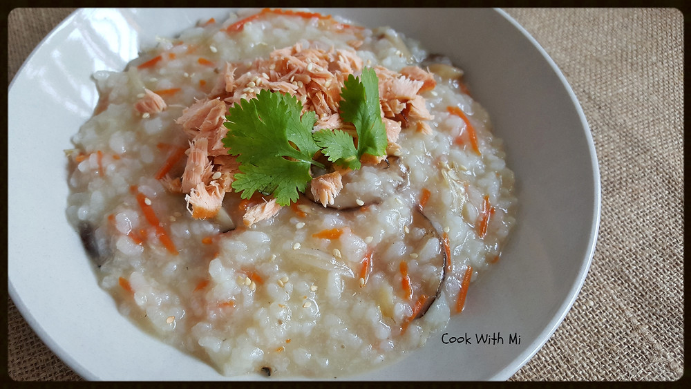 Salmon Rice Congee with Anchovies