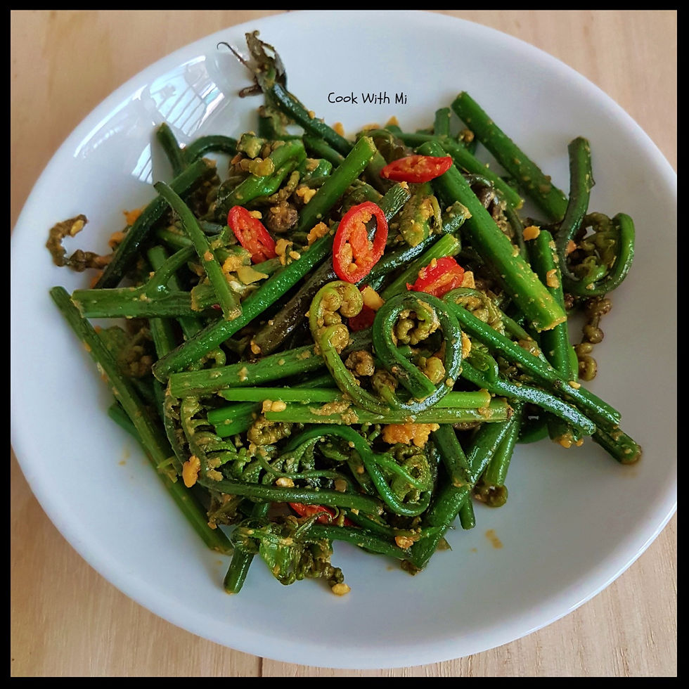 Stir Fried Paku Pakis with Salted Egg Yolk