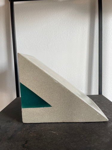 Large Brutalist Triangular Concrete/ Green Resin Object | Merchant