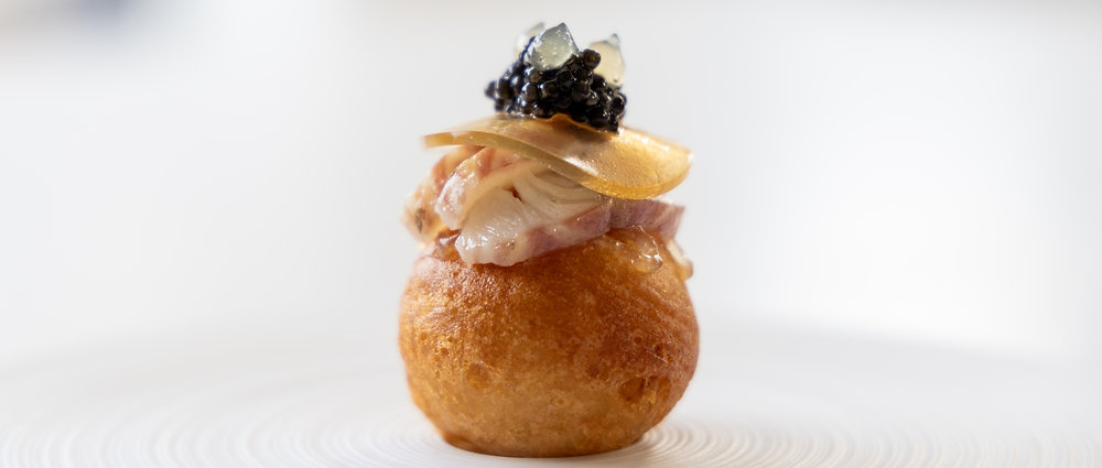 Smoked eel beignets